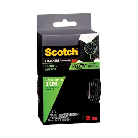 Scotch Hook & Loop Fastener, 5 ft, 3/4 in W, Black RF4741 | Zoro