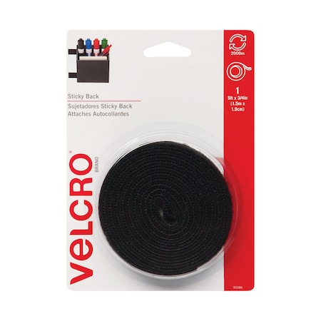 Velcro Brand Reclosable Fastener, 5 ft, Black 90086 | Zoro