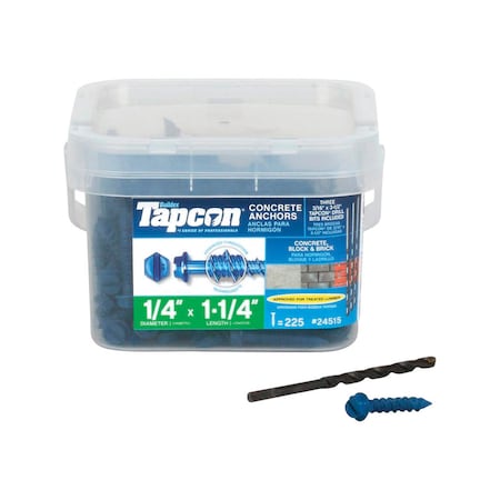 Tapcon Tapcon Masonry Screw, 1/4" Dia., 1-1/4" L, Climaseal Coated ...