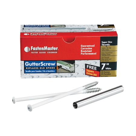 Fastenmaster Gutter Screws Wht 25Pk FMGUT007-25W | Zoro