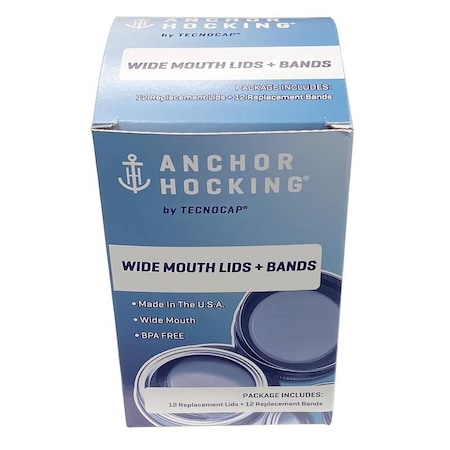 Tecnocap Tecnocap Anchor Hocking Wide Mouth Canning Lids and Bands 12 ...