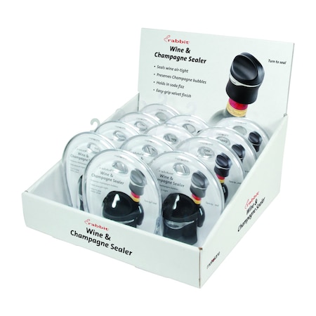 Metrokane Rabbit Black Rubber/Stainless Steel Wine and Champagne Sealer ...