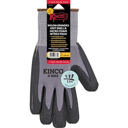 Kinco Kinco Men's Indoor/Outdoor Palm Gloves Gray L 3 pair 1888-3PK-L ...