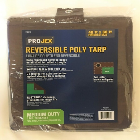 Projex 40 ft x 60 ft Tarp, Brown/Green PROBG4060 | Zoro