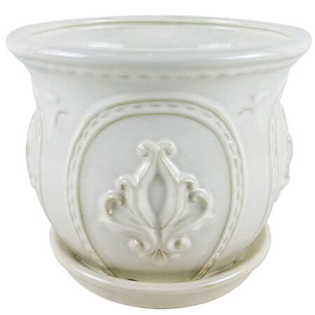Trendspot 6 in. W Ceramic Planter White CR10152-06D | Zoro