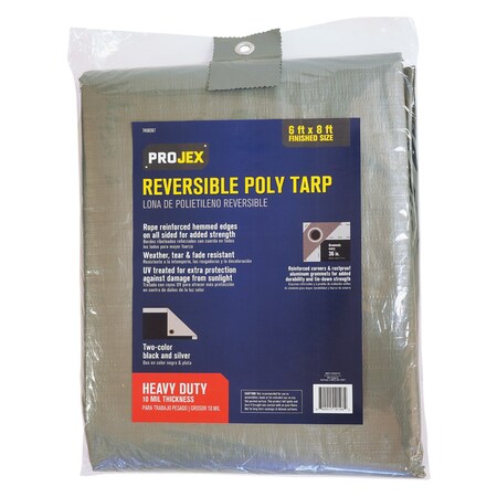 Projex 6 ft x 8 ft Tarp, Silver/Black PROJSB68 | Zoro