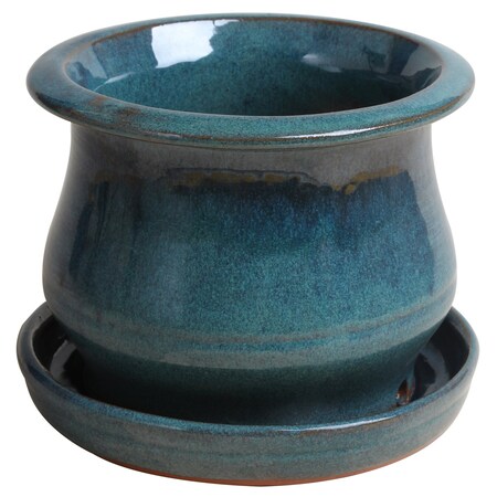 Trendspot 6 in. H X 6 in. W Ceramic Low Bell Planter Aqua Blue ...