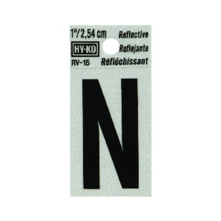 Hy-Ko 1 in. Reflective Black Vinyl Self-Adhesive Letter No 1 pc RV-15/N ...