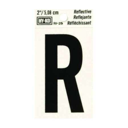 Hy-Ko 2 in. Reflective Black Vinyl Self-Adhesive Letter R 1 pc RV-25/R ...