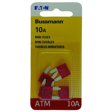BUSS 10A Automotive Fuse, Fast-Acting, 7/16 in width, Blade body, ATM ...