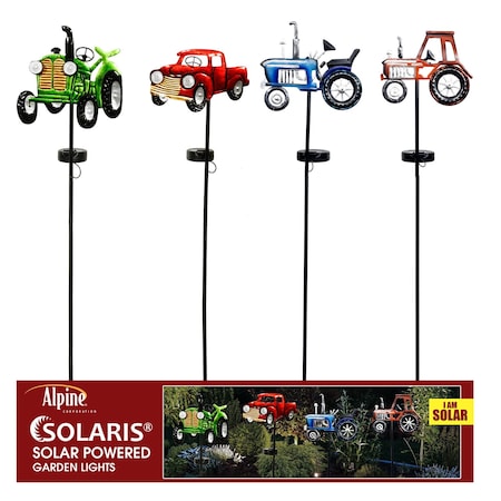 Alpine Solaris Assorted Metal 36 in. H Vintage Farm Vehicle Solar ...