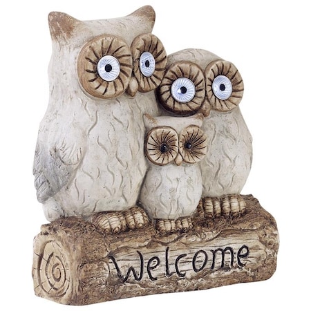 Alpine Alpine Fiberglass/Resin/Stone Gray 16 in. Owl Family Welcome ...