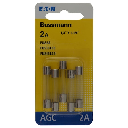 BUSS 2A Glass Fuse, 250V AC Fast-Acting, AGC series - BP/AGC-2-RP