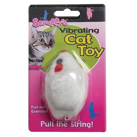 Scruffy s White Plush/Synthetic Rubber Vibrating Mouse Pet Toy Small 1 ...
