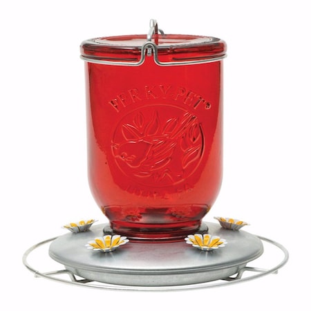 Perky-Pet Hummingbird 32 oz Glass/Metal Mason Jar Nectar Feeder 5 ports ...