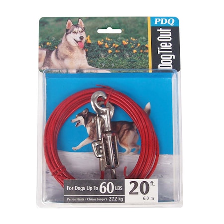 Orrville PDQ Red Vinyl Coated Cable Dog Tie Out Large Q3520SPG99 | Zoro