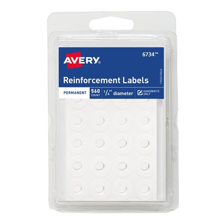 Avery Round White Reinforcement Label 1 pk 6734 | Zoro