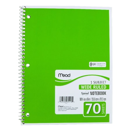 Mead Mead 8 in. W X 10-1/2 in. L Wide Ruled Spiral Assorted Notebook ...