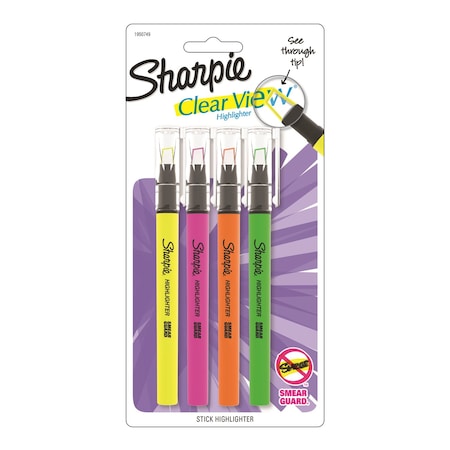 Sharpie Clear View Neon Color Assorted Chisel Tip Highlighter , 4PK ...