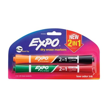 Sharpie EXPO 2-in-1 Low Odor Assorted Color Dry Erase Markers 2 pk ...