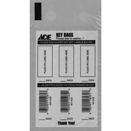 Centurion Ace Logo Plastic Clear Key Bags 250 pk 6 in. H X 4 in. W ...