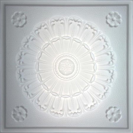 Ceilume Medallion 2ft x 2ft Translucent Ceiling Tile V1-MDLION-22WTT | Zoro