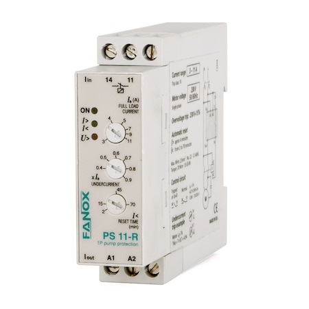 Fanox 1-Phase Pump Protection Relay PS11-R, 0.5 - 2hp, 230V, 115V aux ...