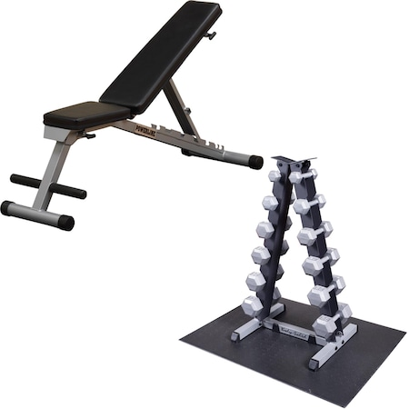 Body-Solid Bench, Rack & 5-30 lbs. Dumbbells BS-DUMBBELL-PKG | Zoro
