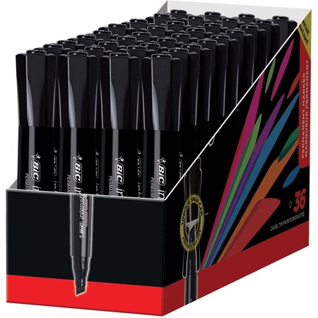 Bic Intensity Chisel Tip Permanent Marker, Broad, Black, PK36 GPMM36BK ...