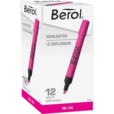 Berol 4009 Chisel Tip Highlighter, Chisel Tip, Pink, PK12 64327 | Zoro