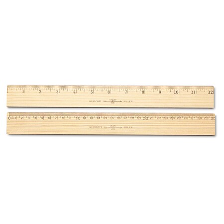 Westcott Ruler, Wood, 12", Metal Edge 10375 | Zoro