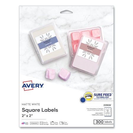 AVERY Label,2x2",White,PK300 (22806) | Zoro