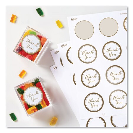 Avery Round Labels, 2 in. dia, White with Gold Border, 12/Sheet, 10 ...
