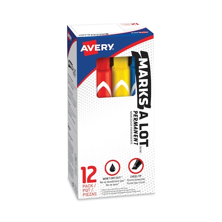 Avery Markers, Broad Tip, 12 PK 24800 | Zoro