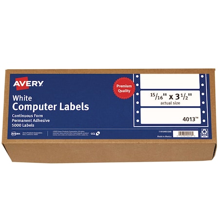 Avery Dot Matrix Printer Mailing Labels, Pin-Fed, 0.94x3.5, White ...