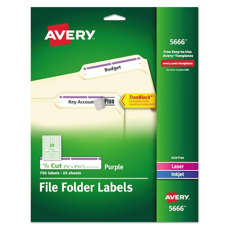 Avery Dennison Laser Labels, File Folder, PK750 5666 | Zoro