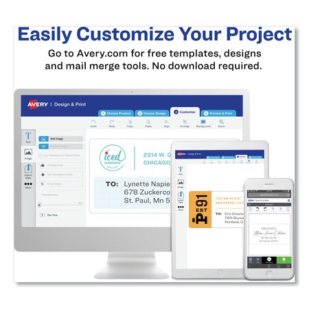 Avery Dennison Address Labels, 1-1/3x4, 14/Sh, PK3500 5962 | Zoro