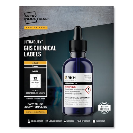 Avery UltraDuty Chemical Waterproof and UV Resistant Labels, 2x2, Wht ...