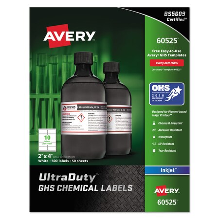 Avery UltraDuty Chemical Waterproof and UV Resistant Labels, 2x4, Wht ...