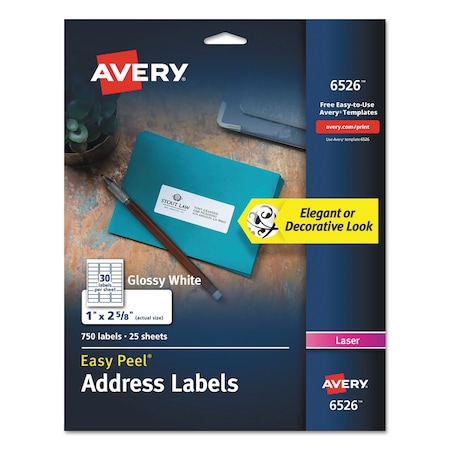 Avery Glossy White Easy Peel Mailing Label w/Sure Feed, Laser, 1x2.63 ...