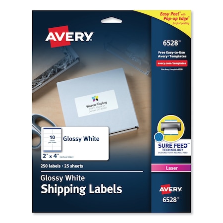 Avery Glossy White Easy Peel Mailing Labels w/Sure Feed, Laser, 2x4 ...