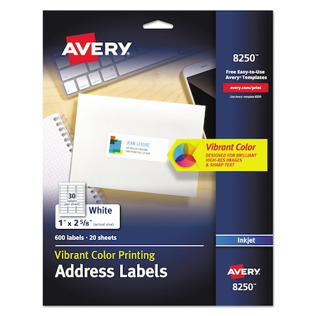 Avery Dennison Inkjet Address Labels, 30Sheets, PK600 8250 | Zoro