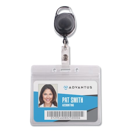 Advantus Badge Holder Combo, 30" Cord, Horizontal, Frost 4.13" x 3.75 ...