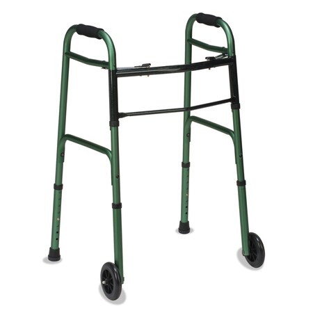 Dmi Two-Button Release Folding Walker w/ Wheels, Adjusts 32 in. to 38 ...