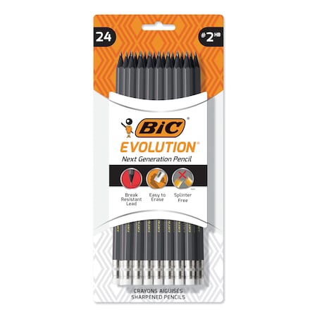 Bic Evolution Pencil, HB (#2), Black Lead, Gray Barrel, PK24 PGEBP241 ...