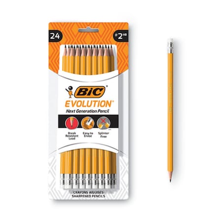 Bic Evolution Pencil, HB (#2), Black Lead, Yellow Barrel, PK24 PGEYP241 ...