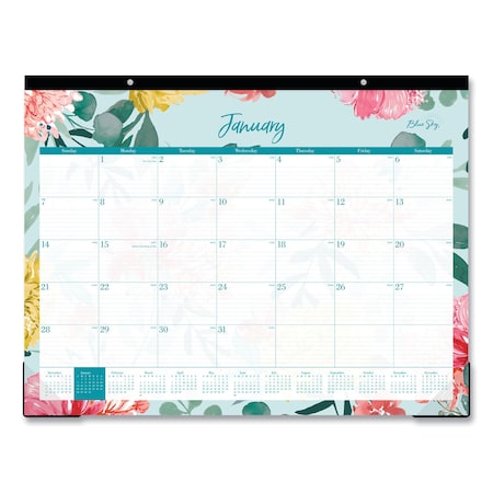Blue Sky Reflections Desk Pad Calendar, Floral Artwork, 22x17, Astd ...