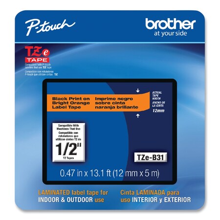 Brother TZe Laminated Removable Label Tapes, 0.47" x 26.2 ft, Black on ...