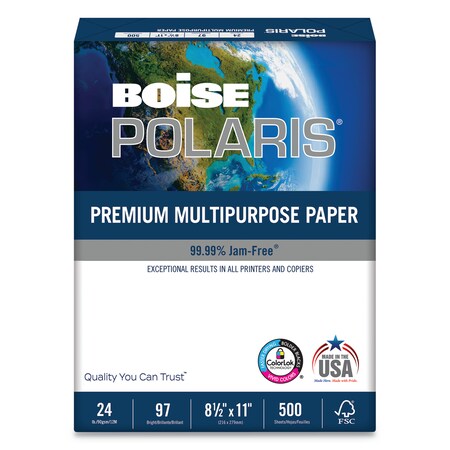 Boise POLARIS Multipurpose Paper, 97 Bright, 24lb, 8.5 x 11, White ...