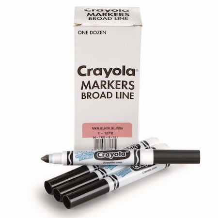 Crayola Broad Line Washable Markers, Broad Bullet Tip, Black, 12PK 58 ...